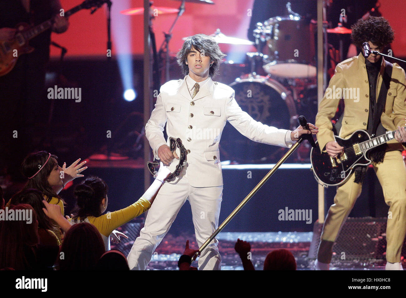 Lead singer Joe Jonas sings during the Jonas Brothers performance at ...