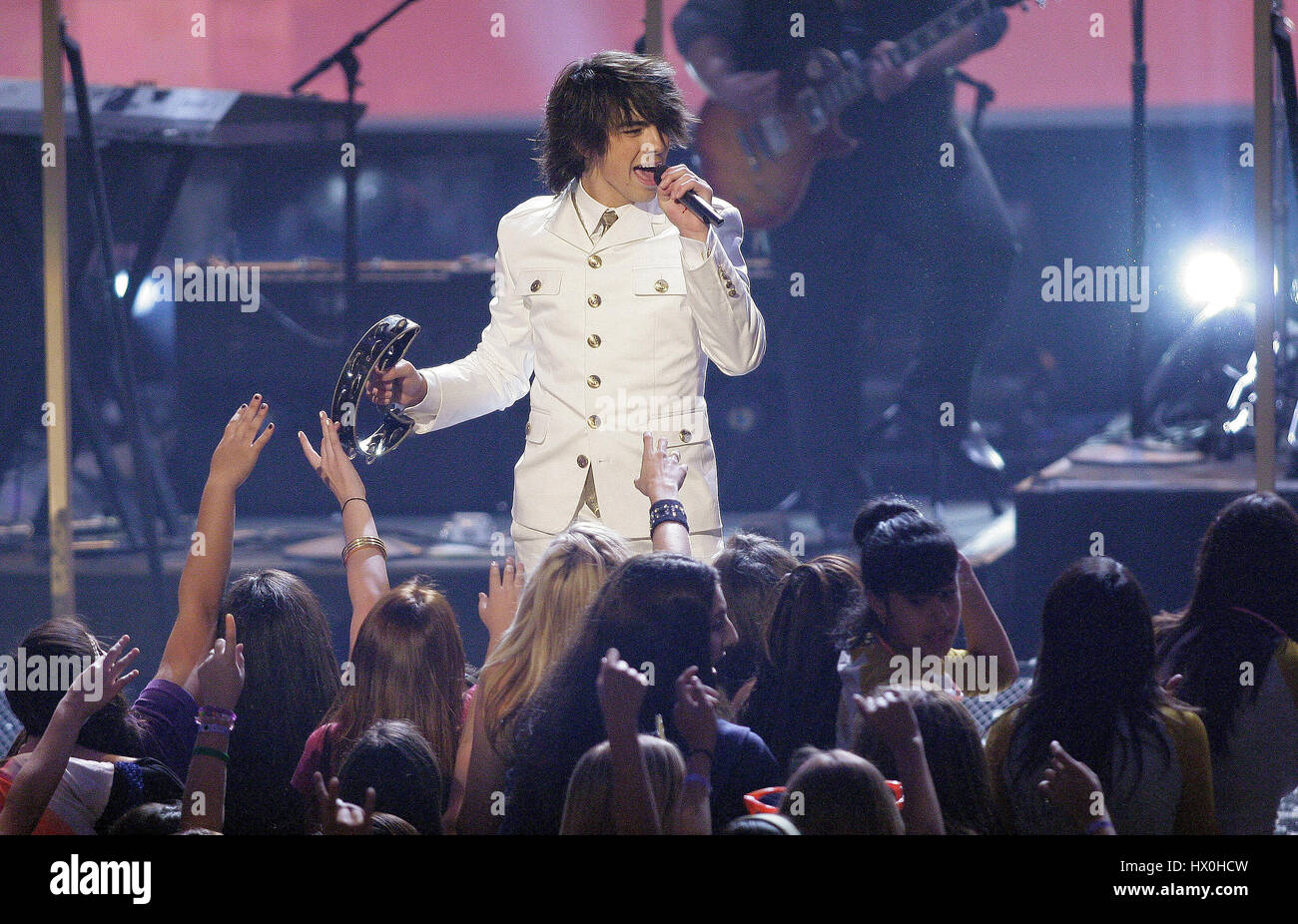 Lead singer Joe Jonas sings during the Jonas Brothers performance at ...