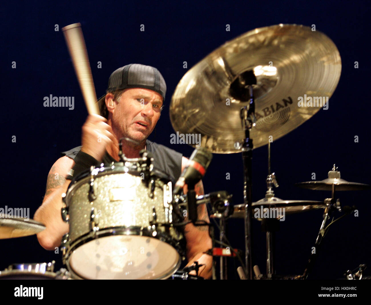 Drummer Chad Smith of the rock group, The Red Hot Chili Peppers ...