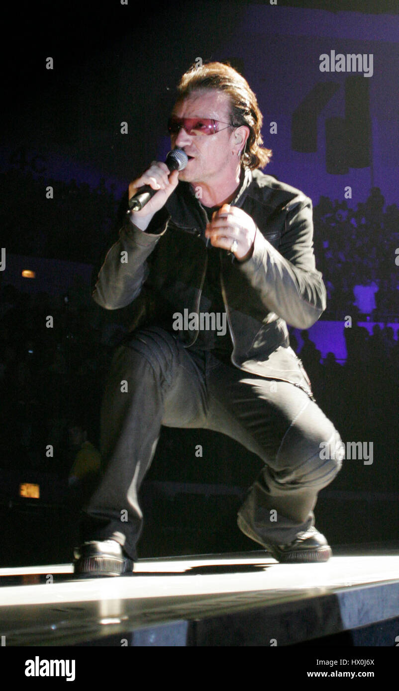 U2 lead singer bono performs on stage hi-res stock photography and ...