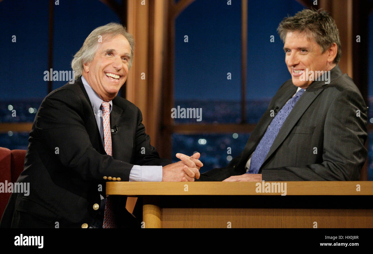 Actor Henry Winkler, left, with host Craig Ferguson during a segment of ...