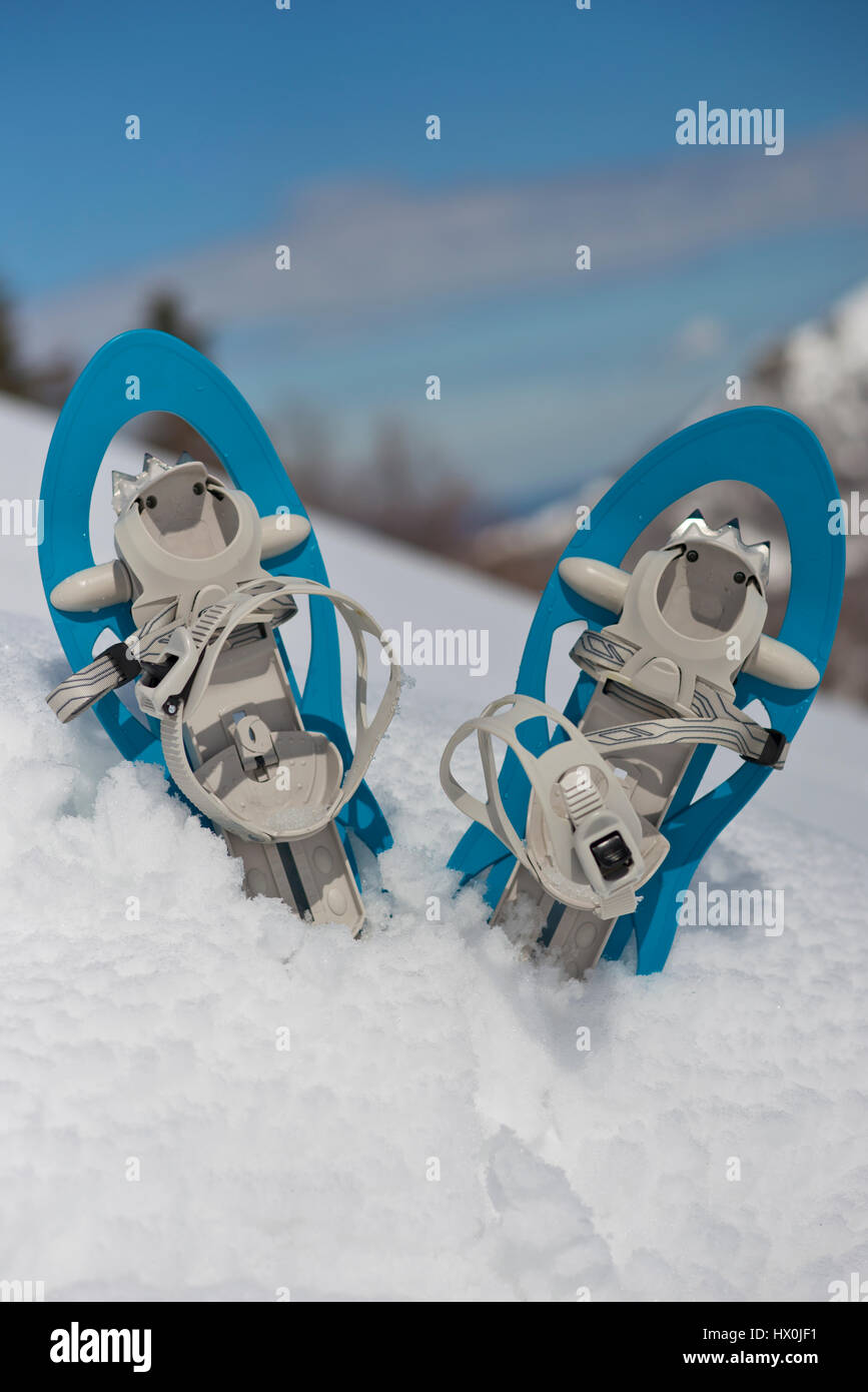 Pair of snowshoes on the snow Stock Photo - Alamy