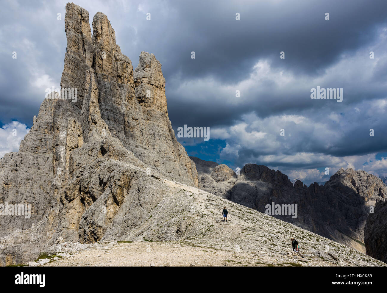 The Vajolet Towers, in the Rosengarten Group of Dolomites Stock Photo ...