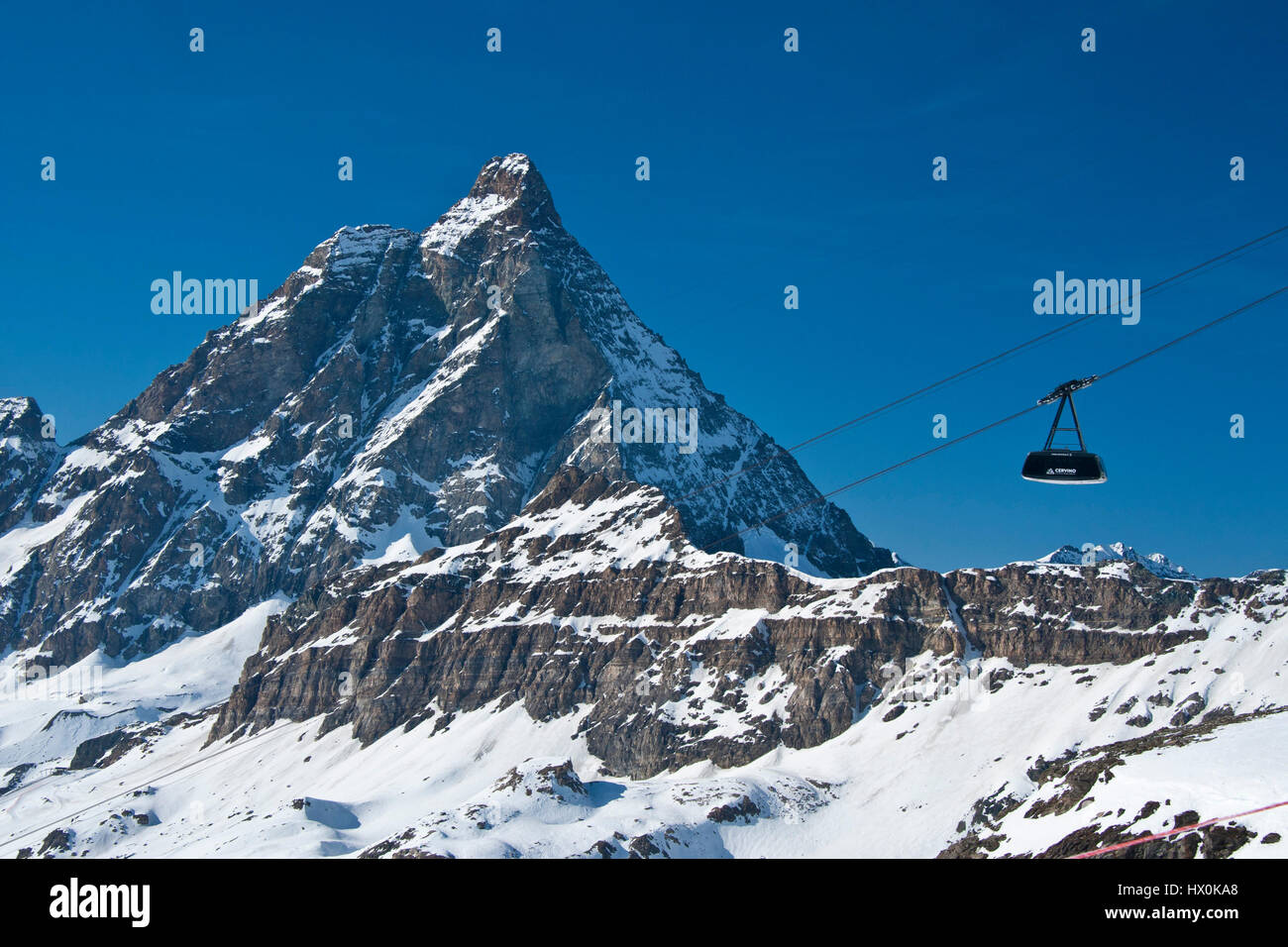 cableway to the Plateau Rosa and the Matterhorn Stock Photo - Alamy