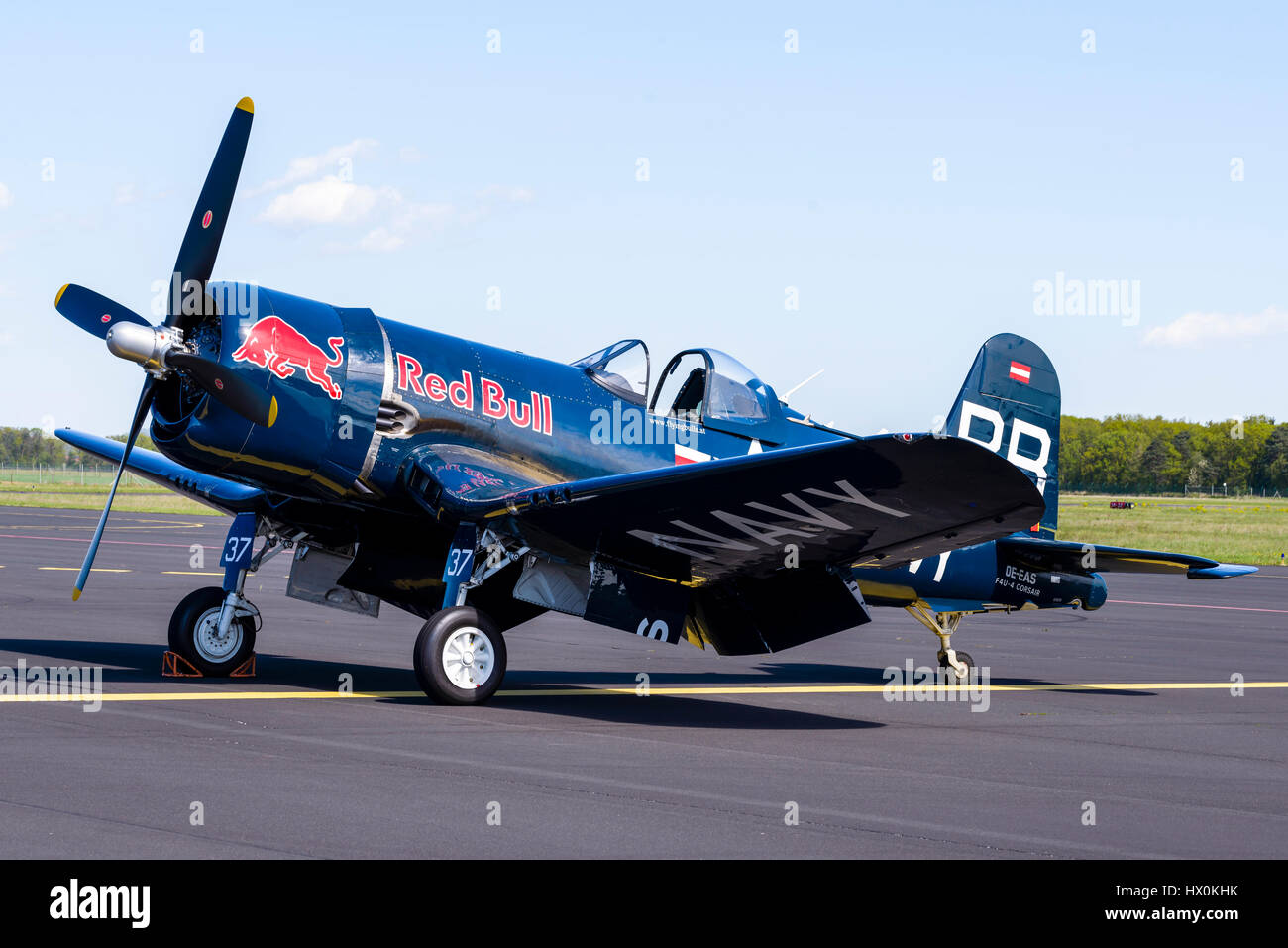 Maribor, Slovenia - April 16, 2016: F4F Corsair of the Red Bull display ...