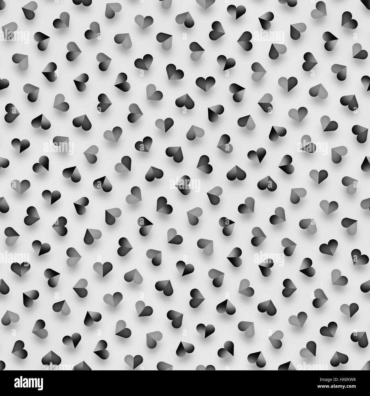 Seamless Monochrome Pattern With Hearts. Repeating Scattered Shapes ...