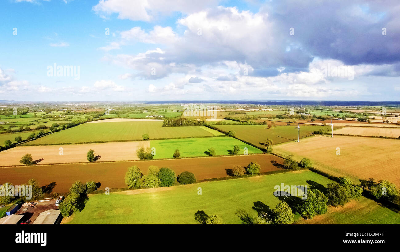 Panorama over fields close to windmills in the summertime 2016 UK ...
