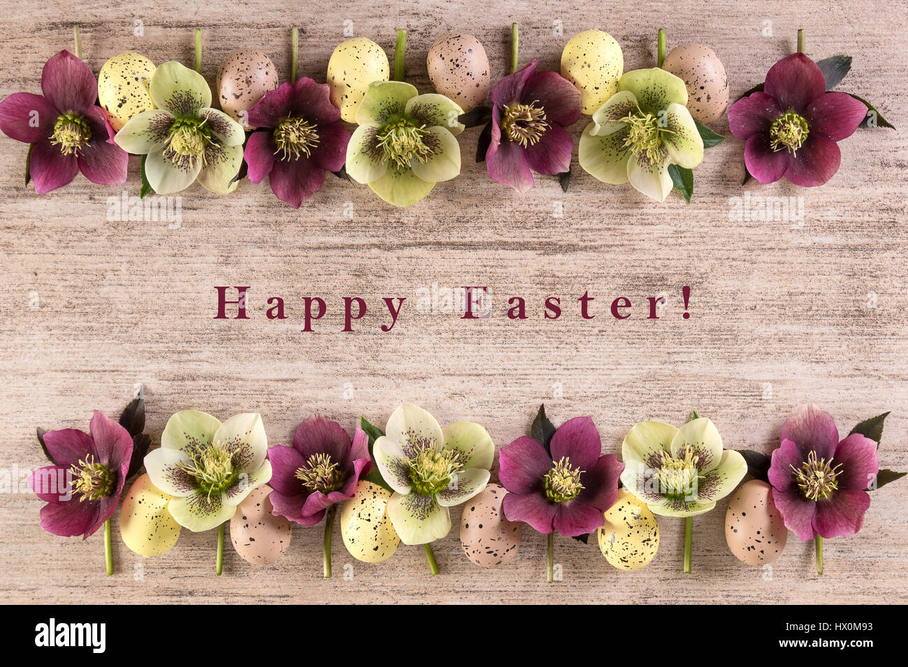 Easter background Happy Easter. Spring Flowers arrangement on retro ...