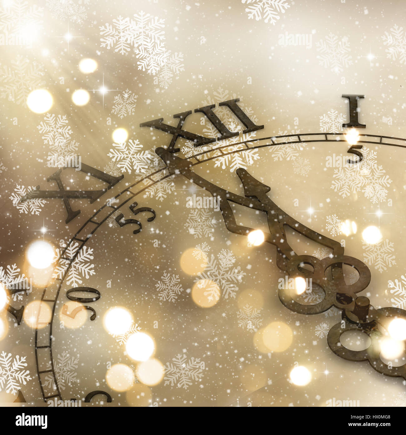 Decorative clock background for the New Year Stock Photo - Alamy