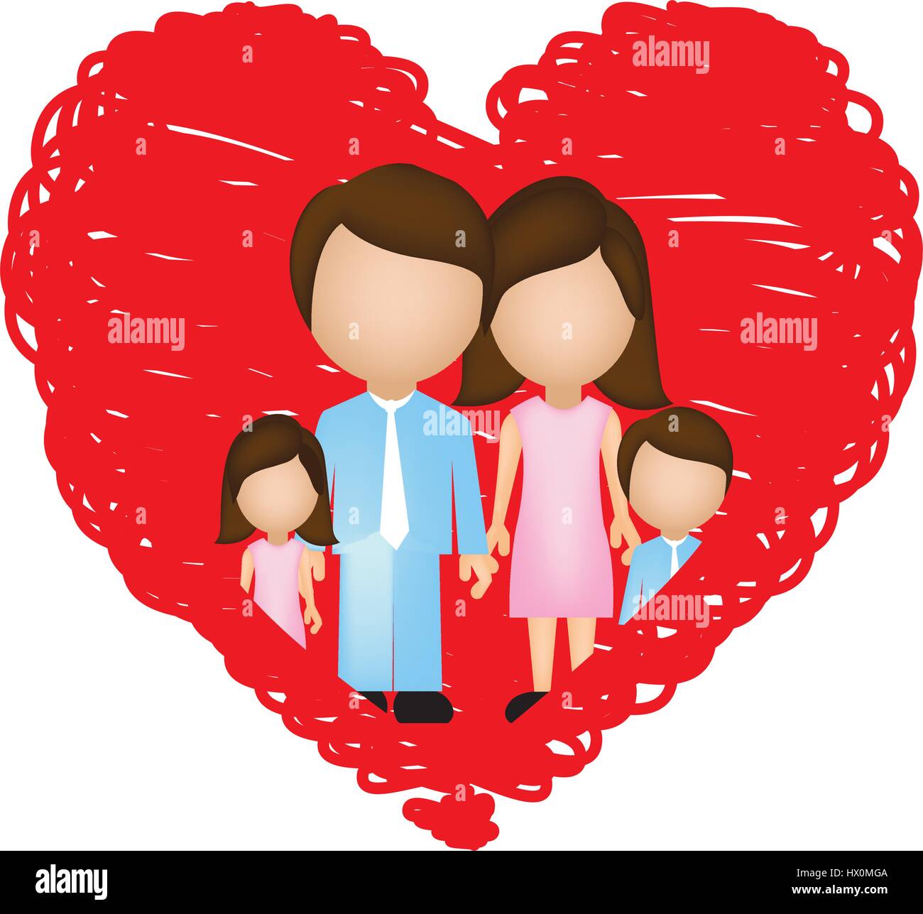 family together inside of heart Stock Vector Image & Art - Alamy
