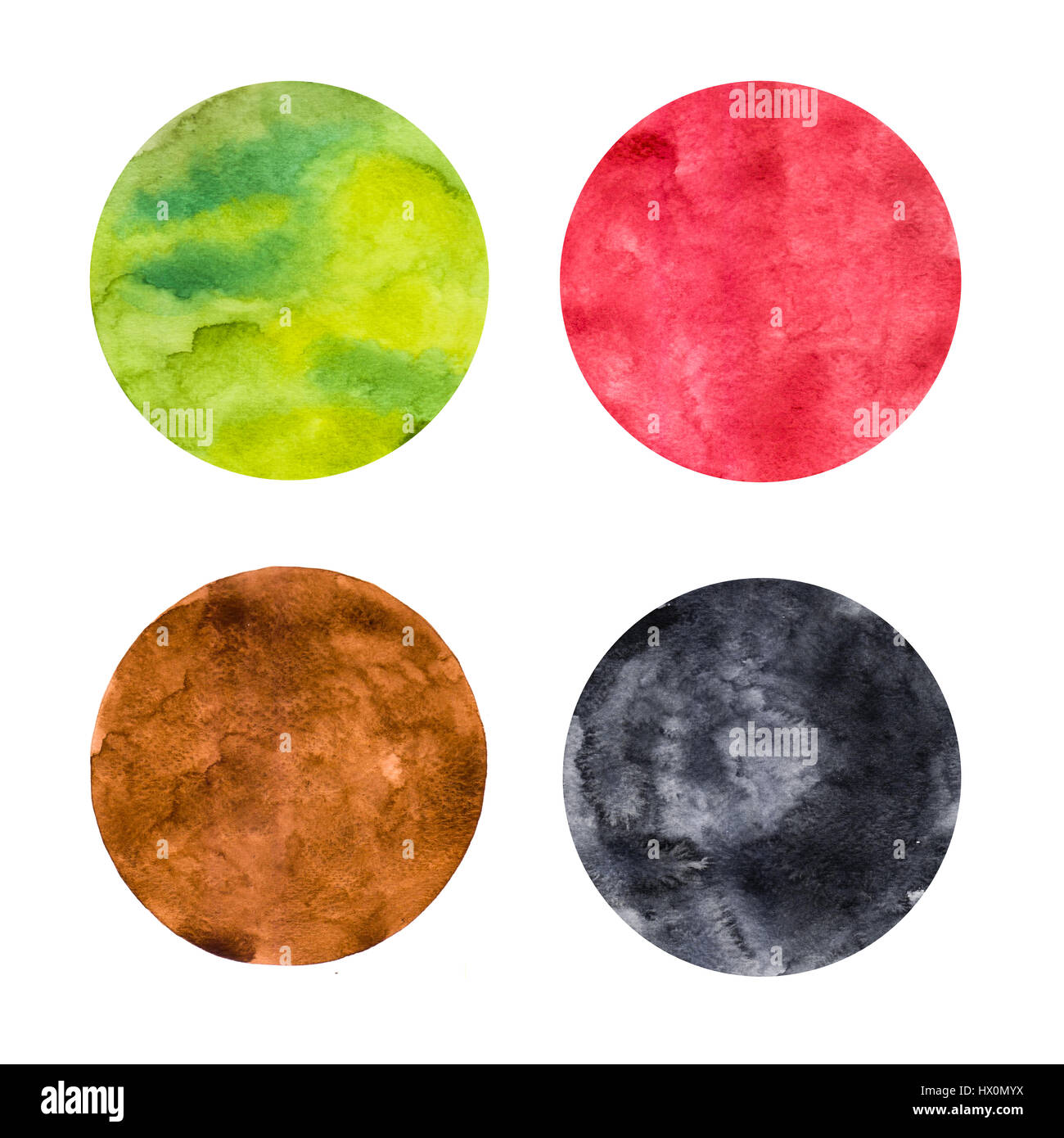 Abstract colorful watercolor painting circle set Stock Photo - Alamy