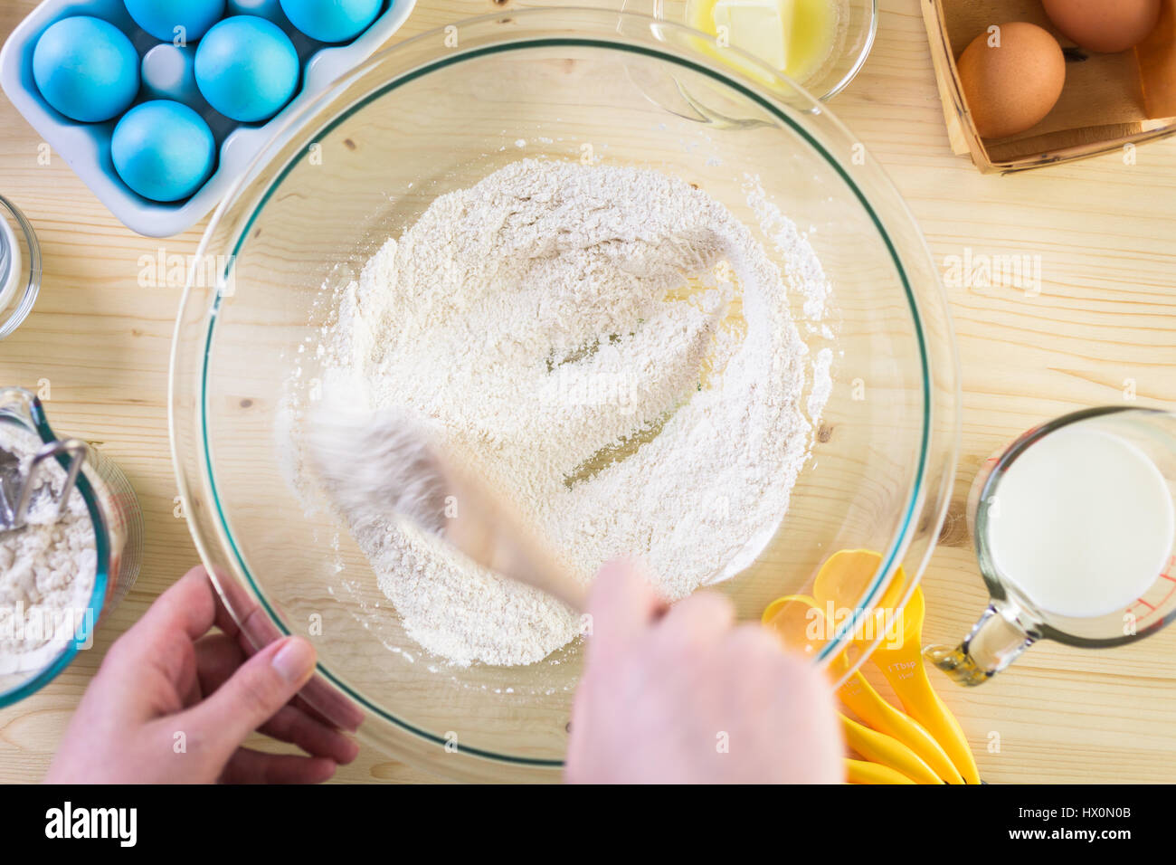 Step by step. Mixing dough for home made Italian Easter bread Stock ...