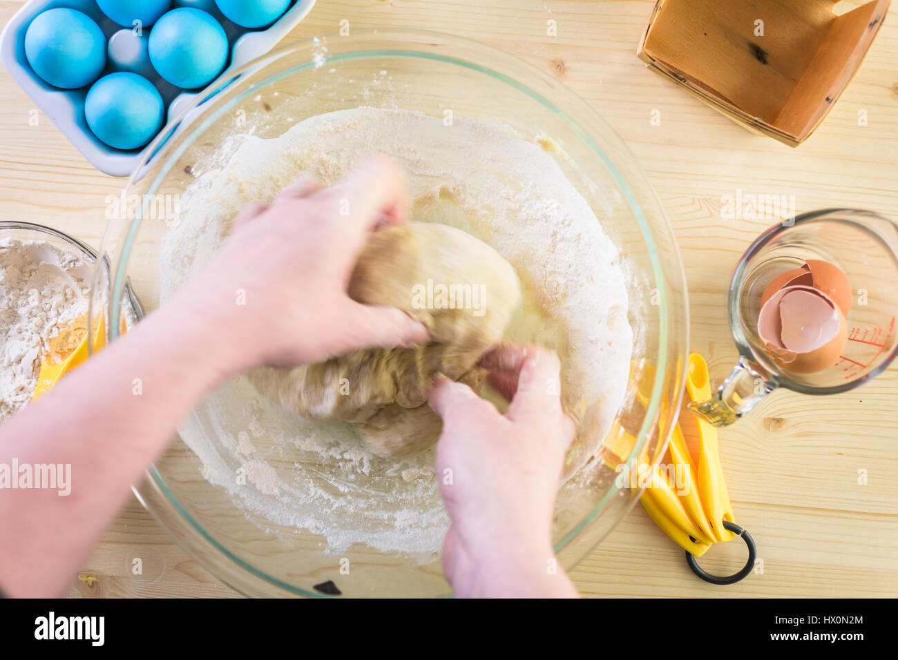 Step by step. Mixing dough for home made Italian Easter bread Stock ...