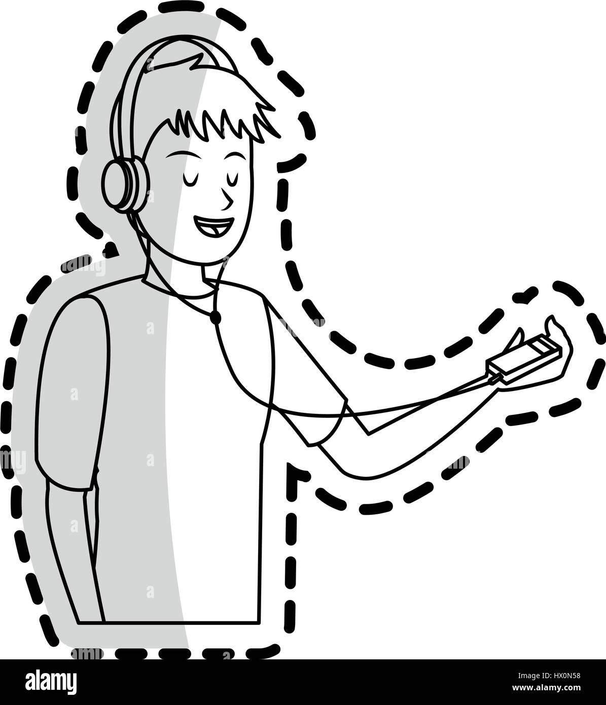 Guy Listening To Music Drawing