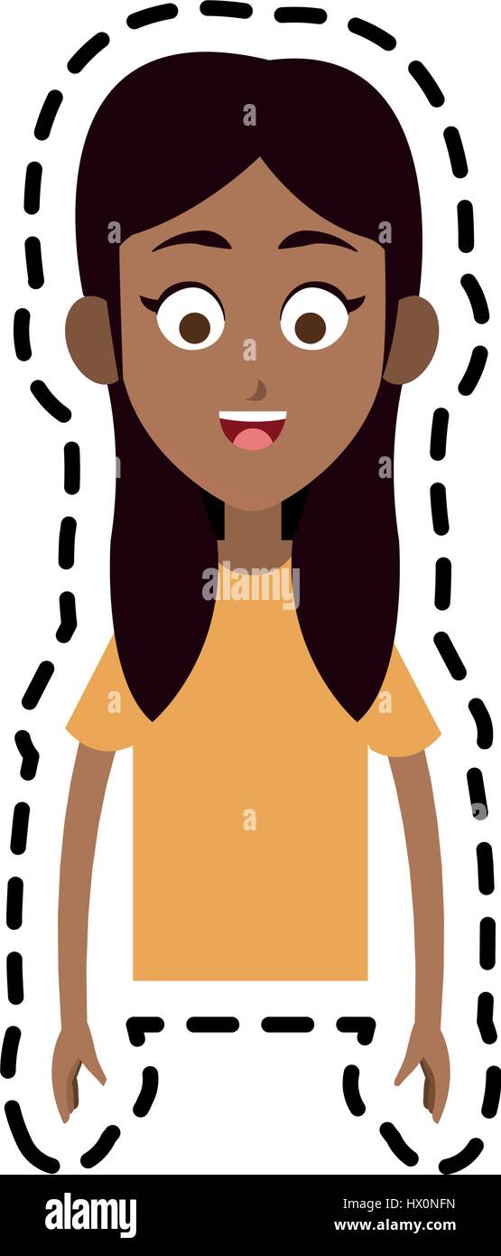 happy girl kid or child with dark skin icon image vector illustration ...