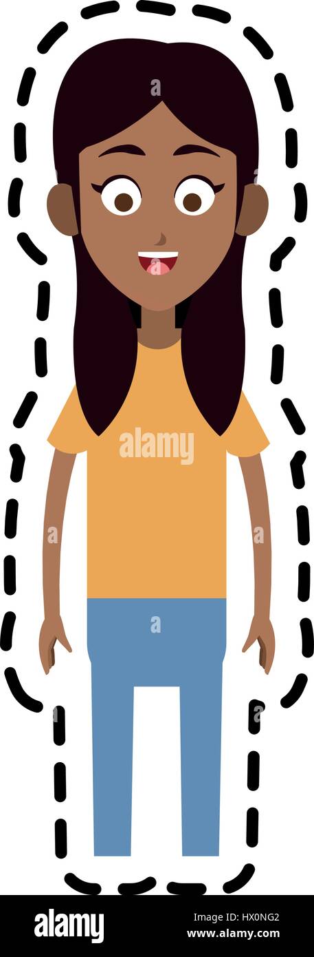 happy girl kid or child with dark skin icon image vector illustration ...
