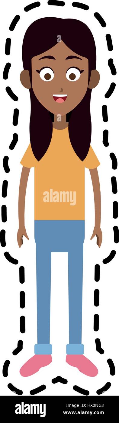 happy girl kid or child with dark skin icon image vector illustration ...