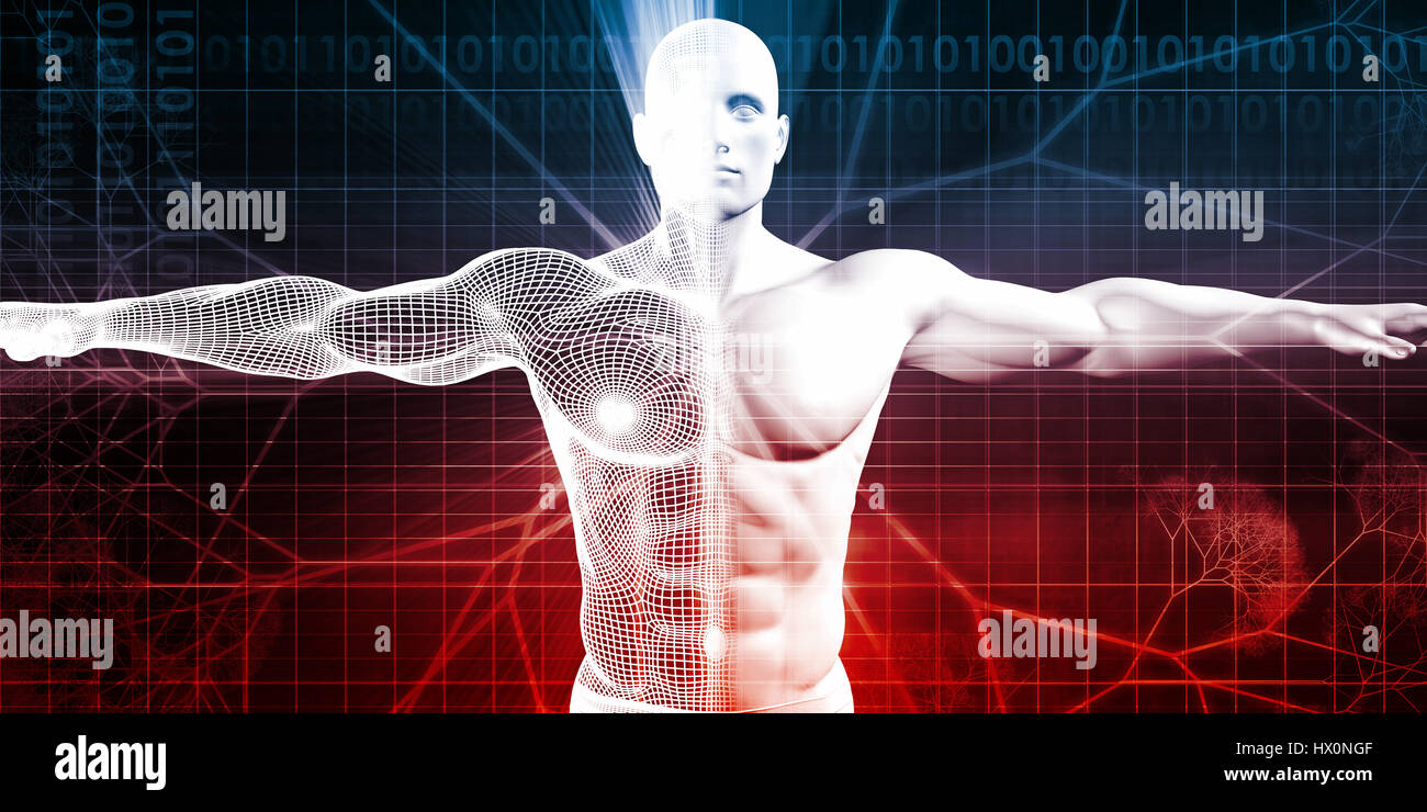 Medical Science with Human Body and Open Arms for Scan Stock Photo - Alamy