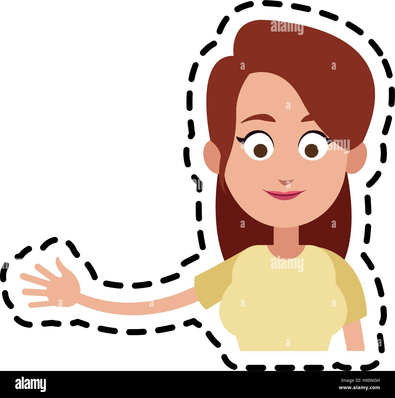 Happy Woman Waving Hand Cartoon Stock Photos & Happy Woman Waving Hand ...