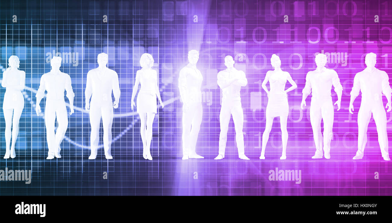 Confident Successful Business Team Standing on Technology Background ...