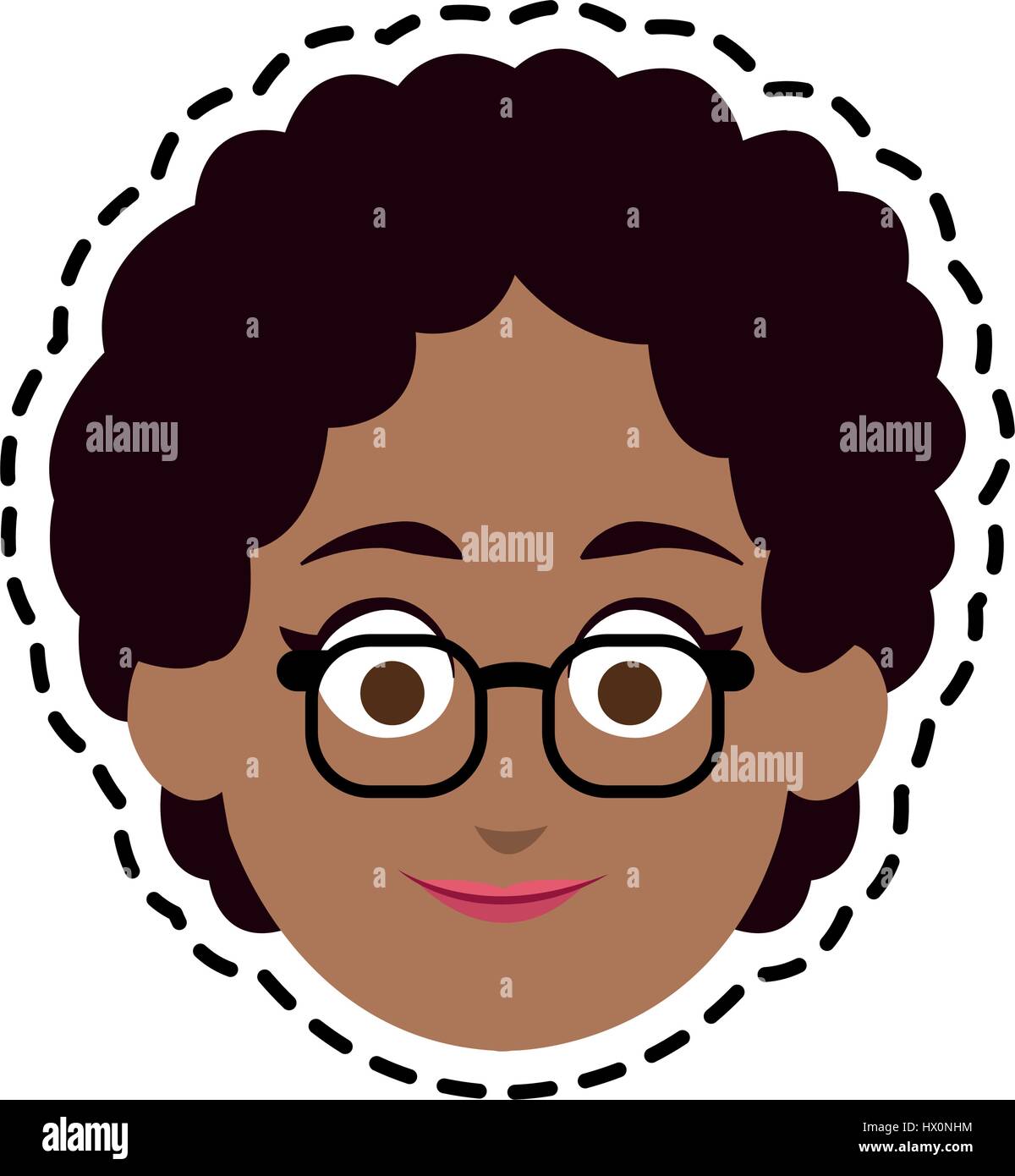happy dark skin woman with short curly cartoon icon image vector ...