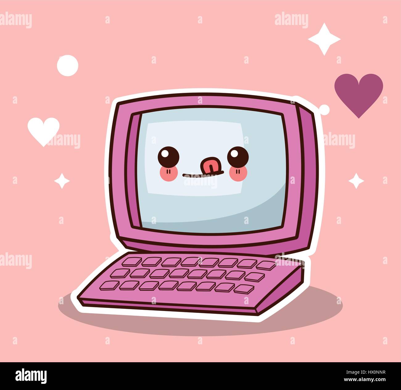 Computer kawaii cartoon happy cute hi-res stock photography and images ...