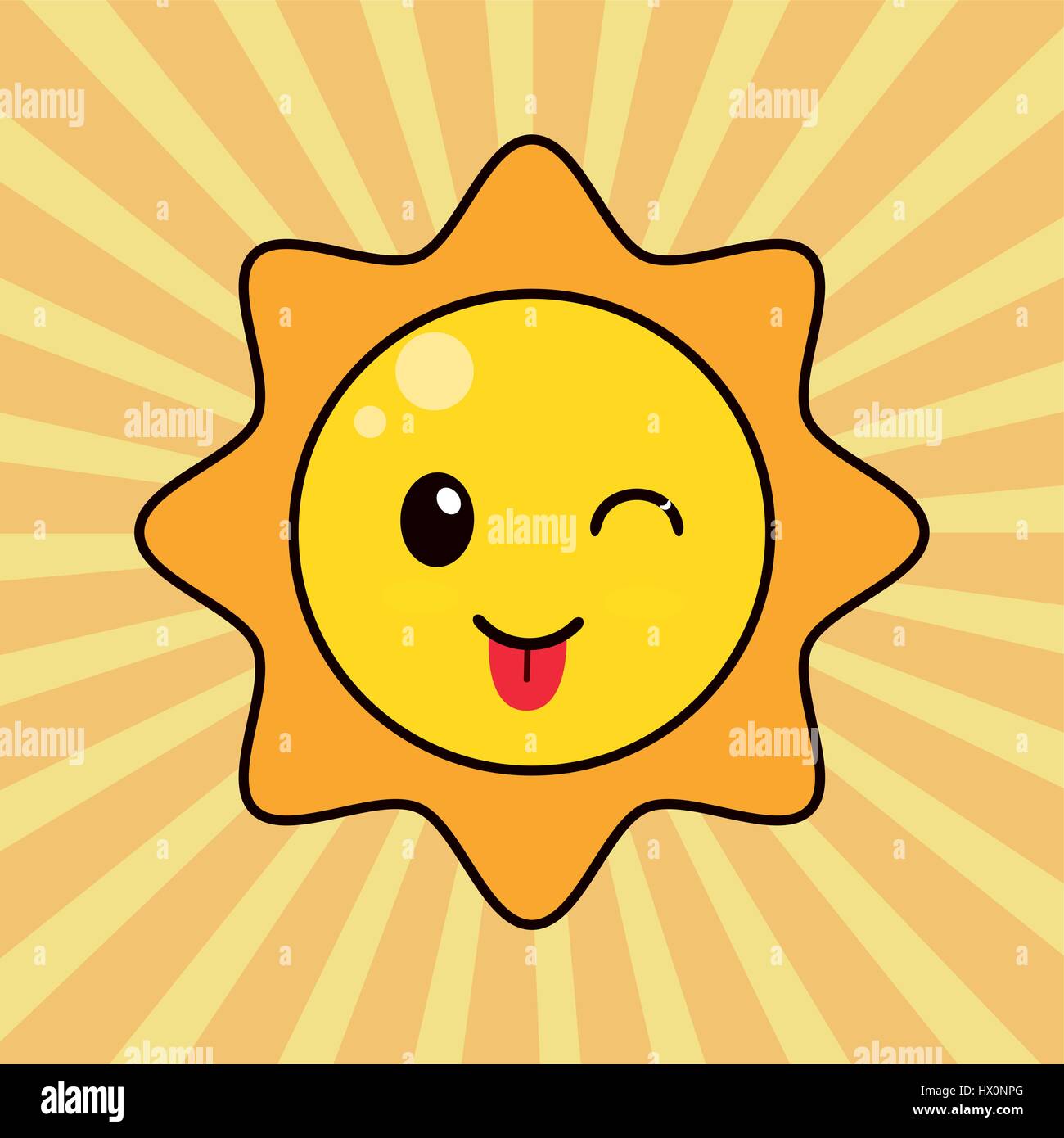 kawaii sun character wink Stock Vector Image & Art - Alamy