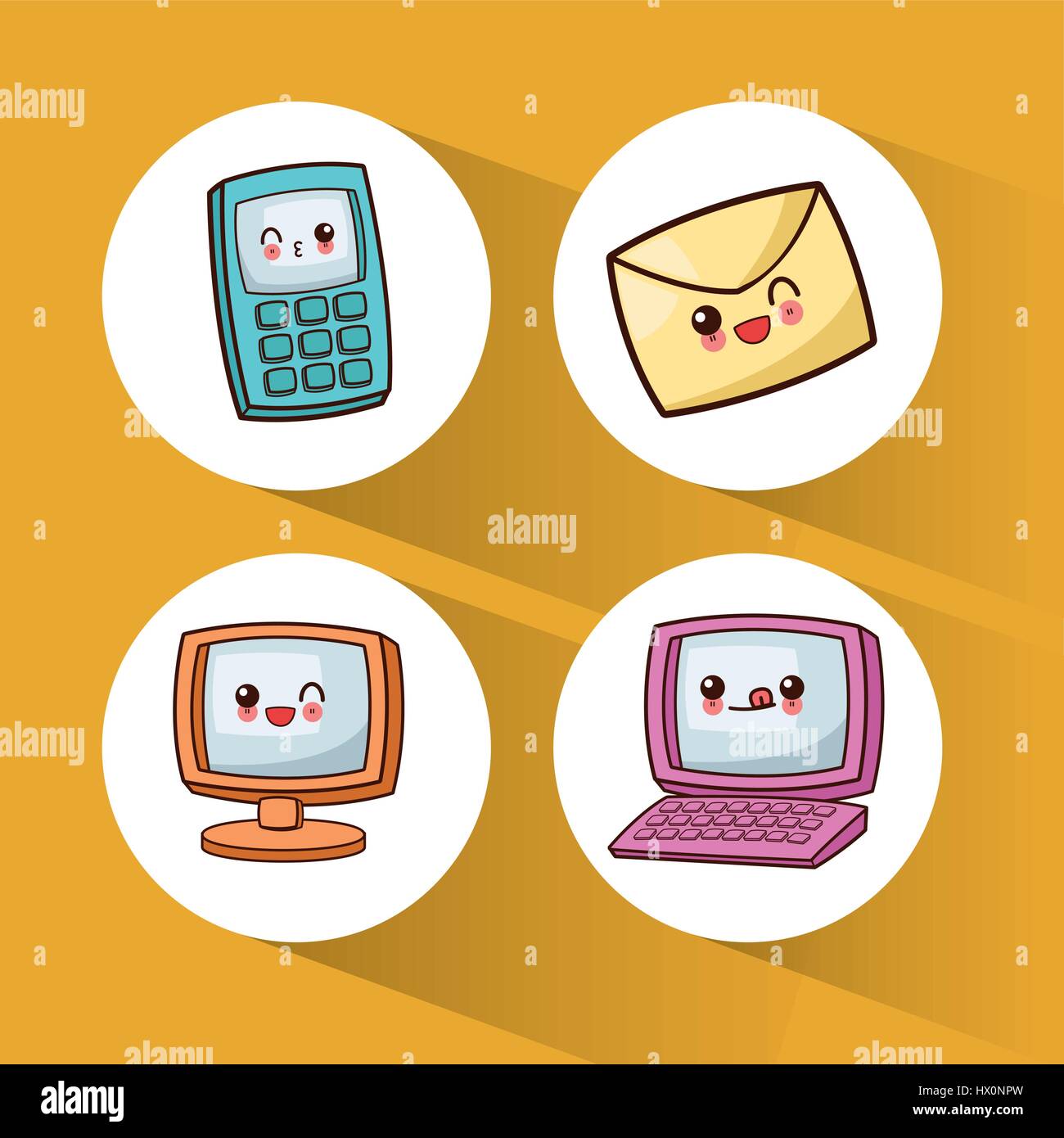 set kawaii device technology communication Stock Vector Image & Art - Alamy