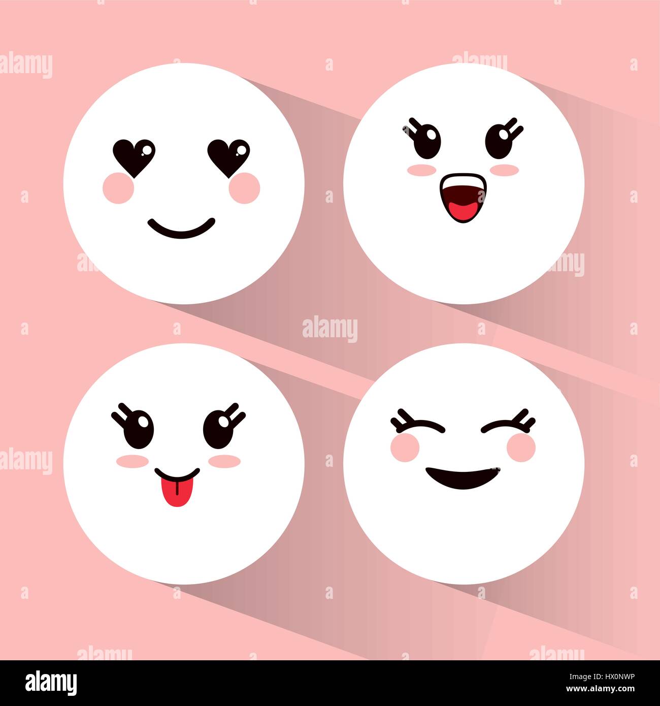 set kawaii emoticons expression Stock Vector Image & Art - Alamy