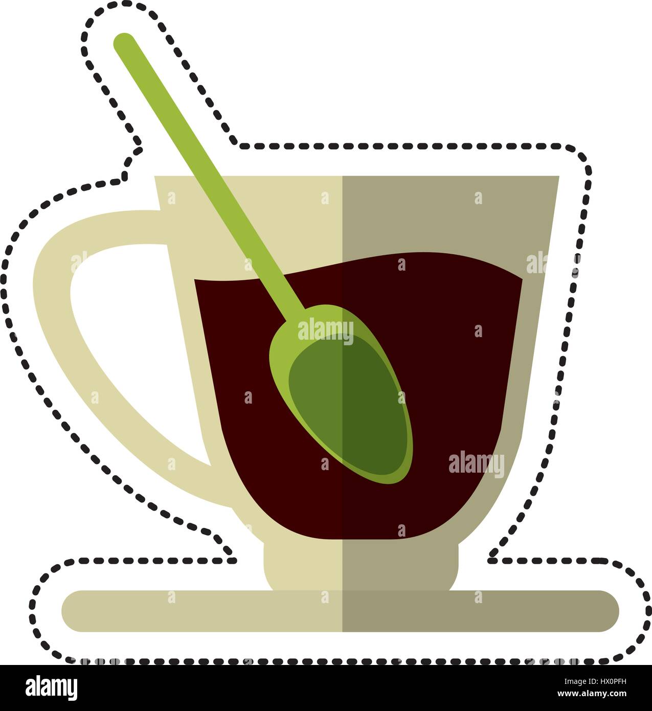 cartoon coffee cup spoon plate Stock Vector Image & Art - Alamy