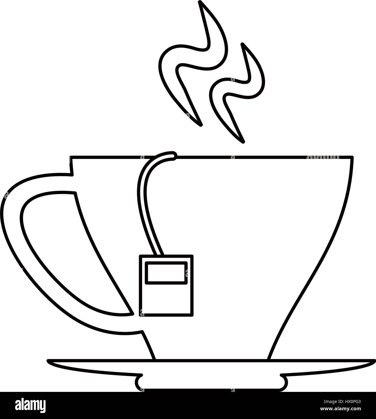 Outline drawing coffee cup heart Stock Vector Images - Alamy