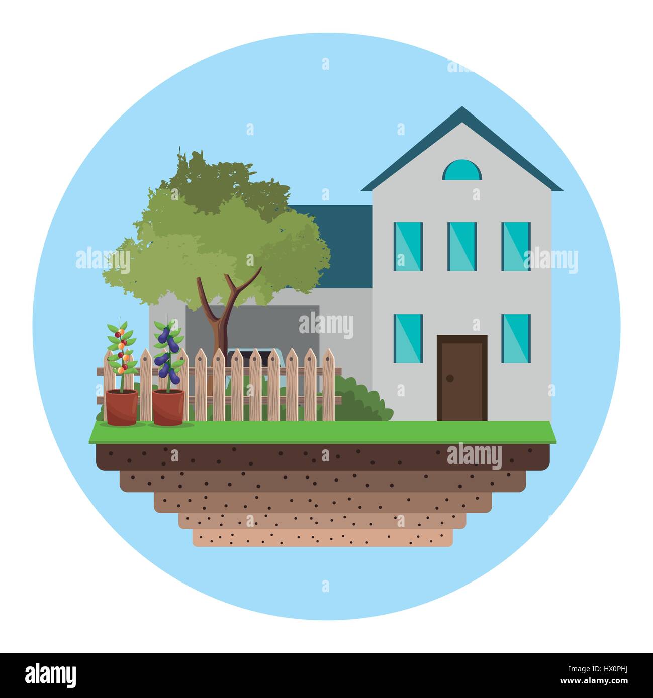 Residential garden fence Cut Out Stock Images & Pictures - Alamy