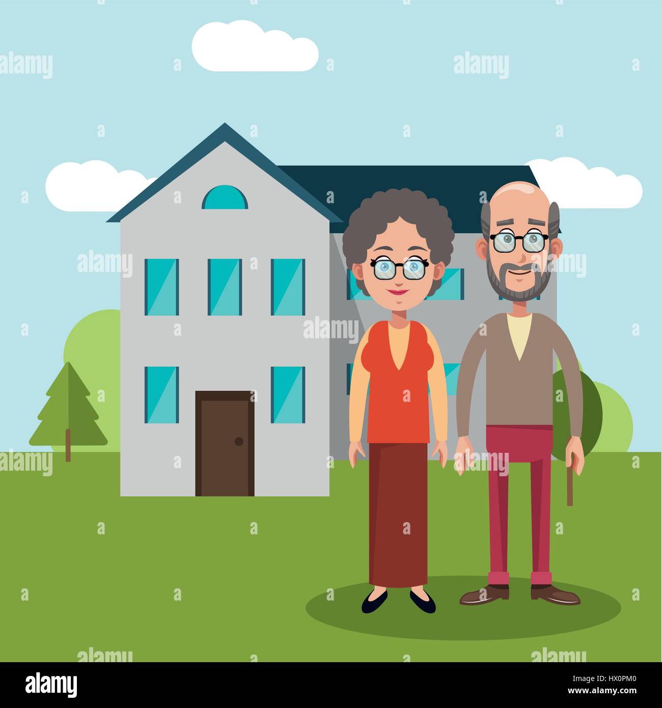 Smiling senior couple home Stock Vector Images - Alamy