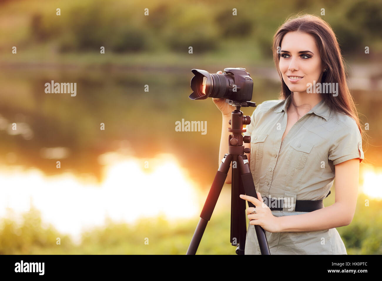 Landscape Photographer with Camera on a Tripod Stock Photo - Alamy