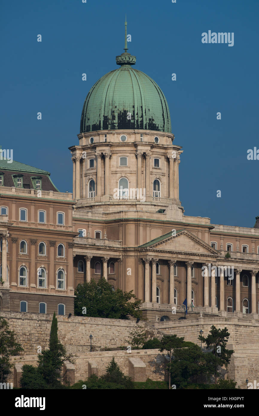 The royal palace of Buda Castle on the top of a hill facing the Danube ...