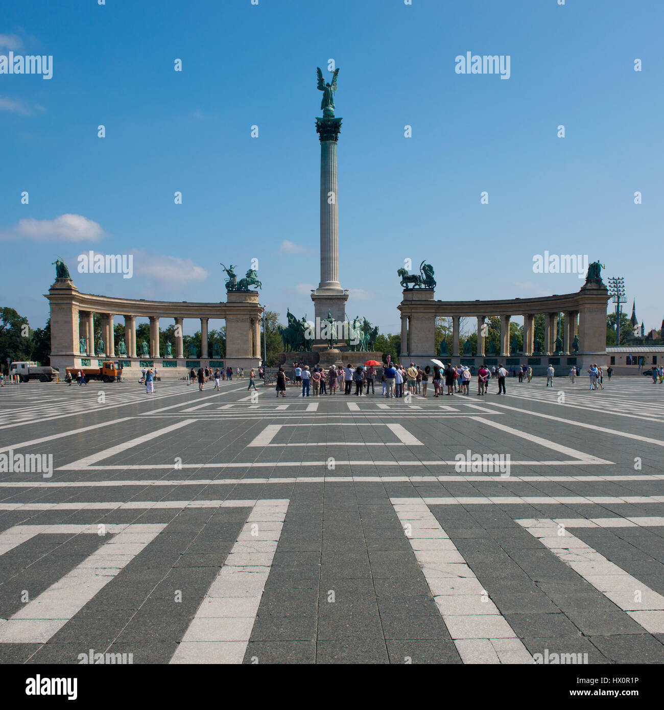 The monument of Heroes' square situated in Budapest Stock Photo - Alamy