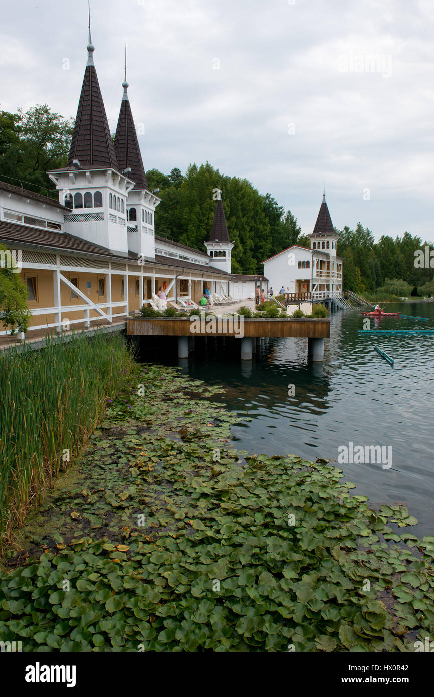 The natural thermal lake in Heviz, is the second largest in the world ...