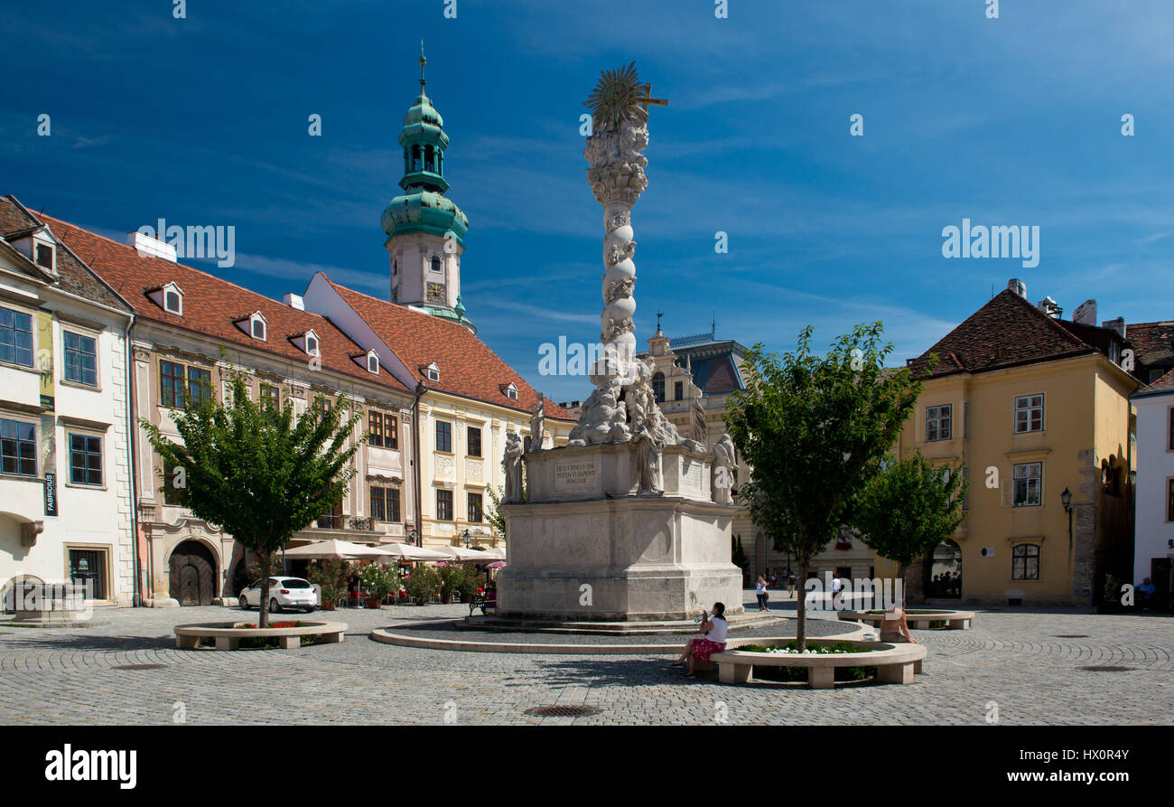 The Main square in the old town of Sopron, important town in the ...
