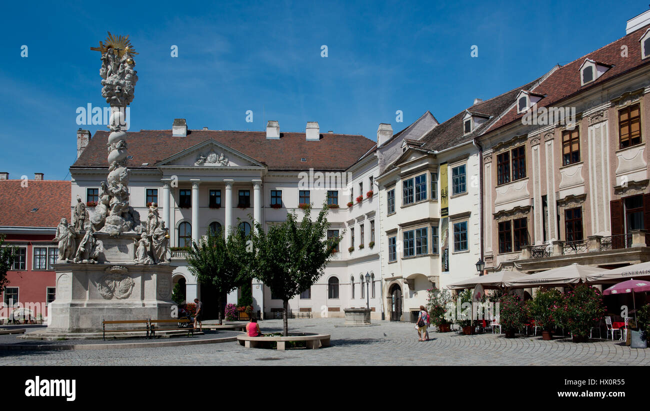 The Main square in the old town of Sopron, important town in the ...