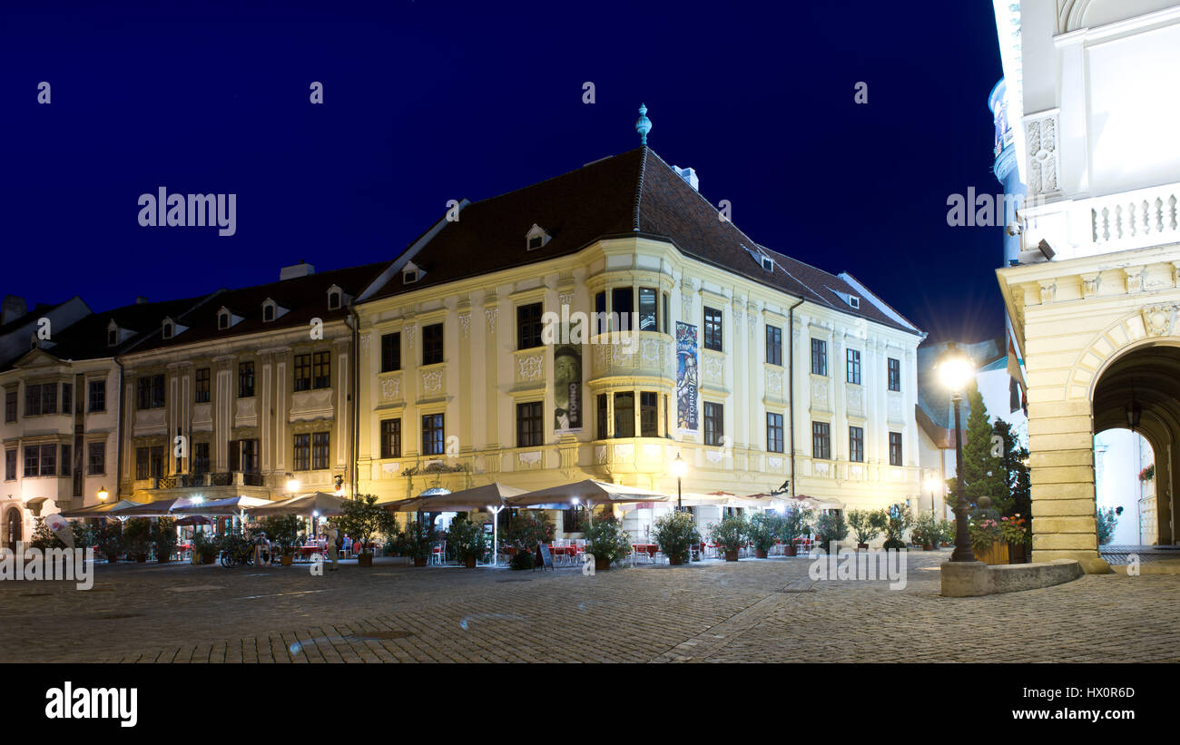 The main square in the old town of Sopron, important town in the ...