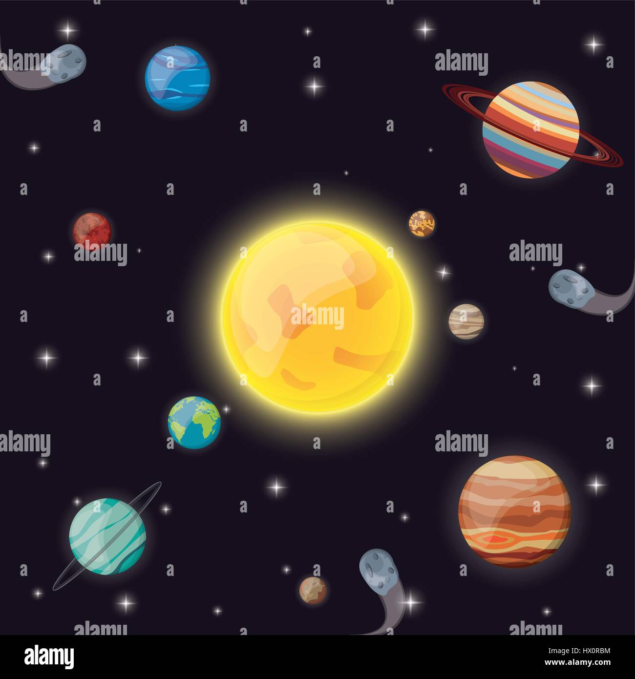 solar system sun planet asteroid stars Stock Vector Image & Art - Alamy