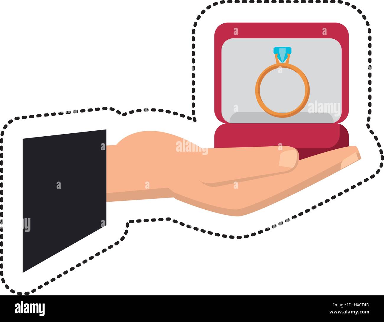 Woman proposing holding ring Stock Vector Images - Alamy