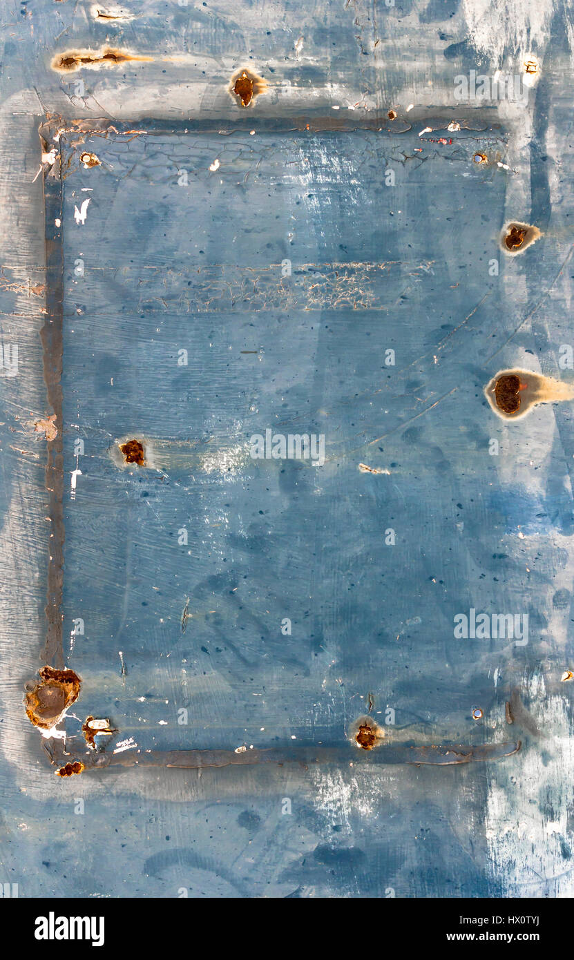 Blue rusty panel texture with grungy frame, ideal for backgrounds Stock ...