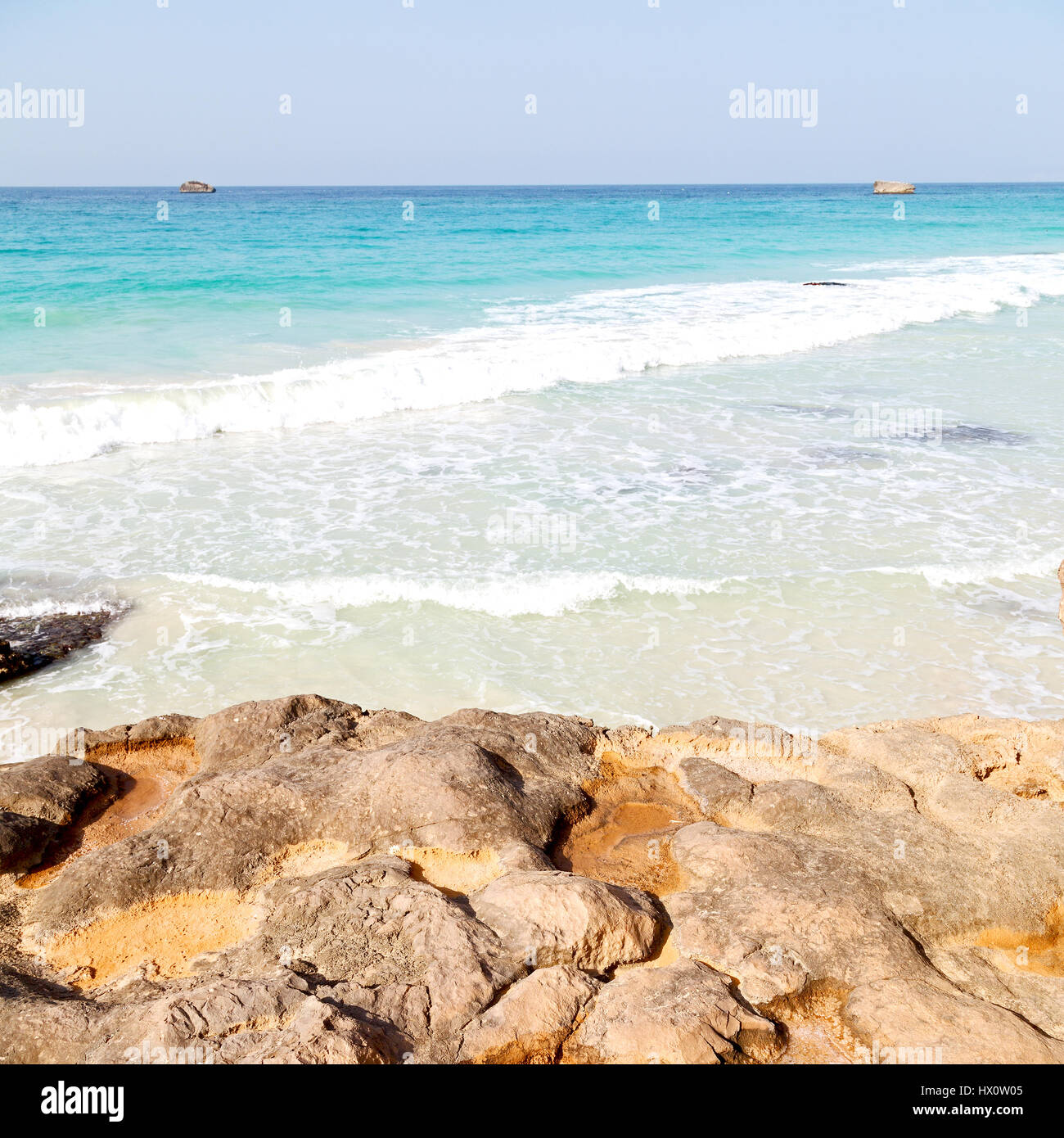 relax near sky in oman coastline sea ocean gulf rock and beach salt ...