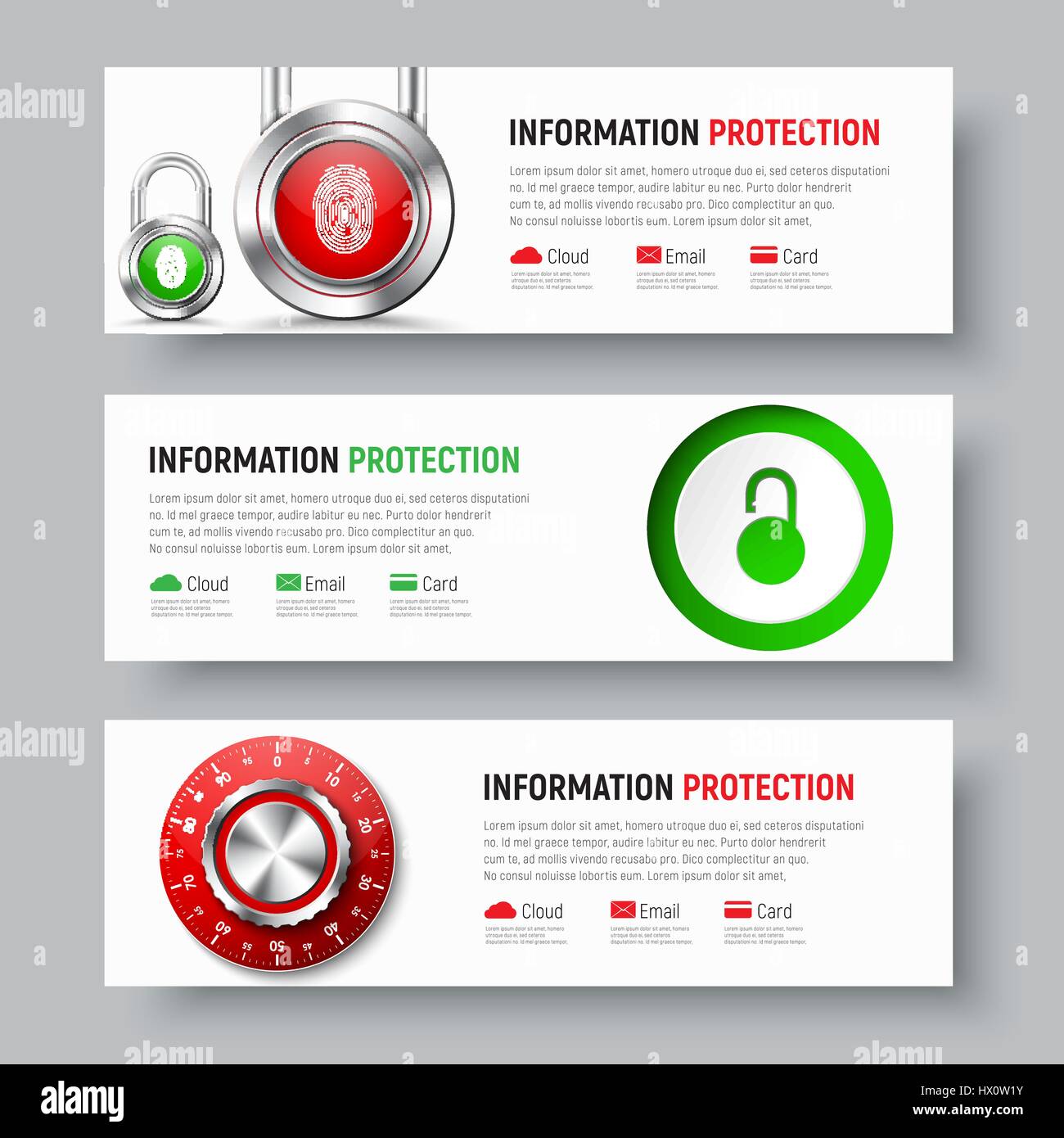 Design of white banners to protect data and information. Horizontal ...