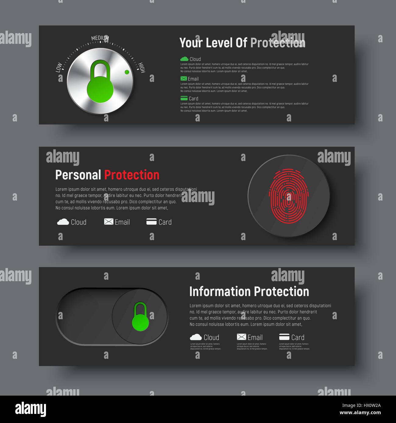 set of black banners to protect information. Horizontal templates with ...