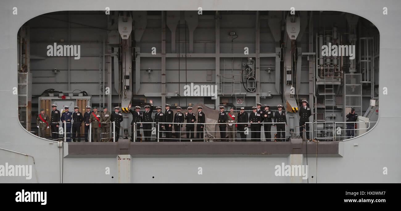 Members of the crew wave as hms ocean hi-res stock photography and ...