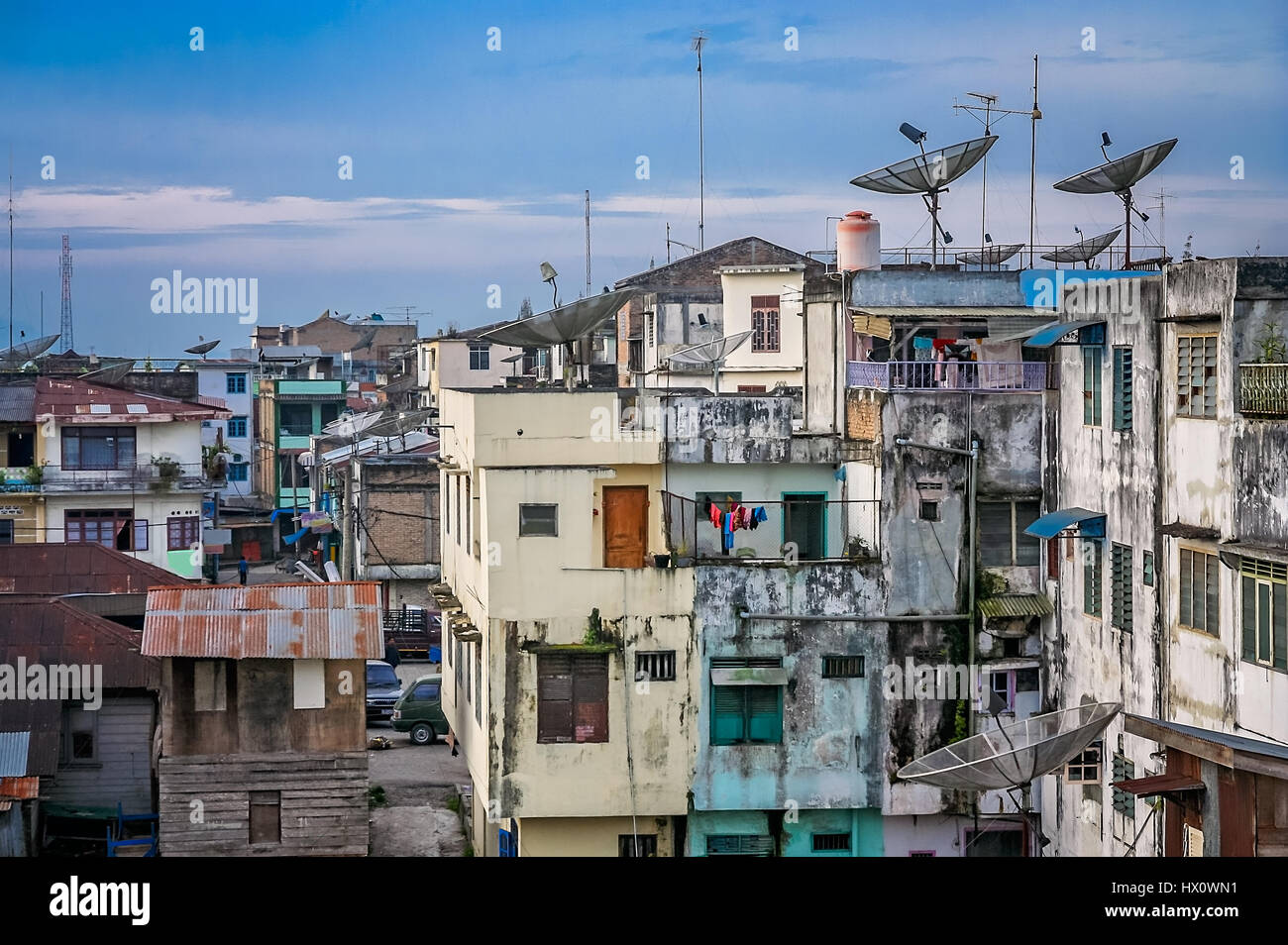 View of the Berastagi town with Gunung Sibayak volcano in the ...