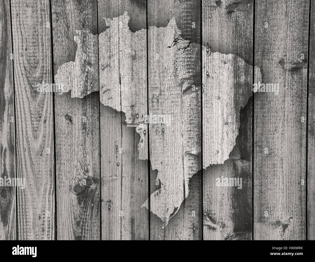 Map of Brazil on weathered wood Stock Photo - Alamy