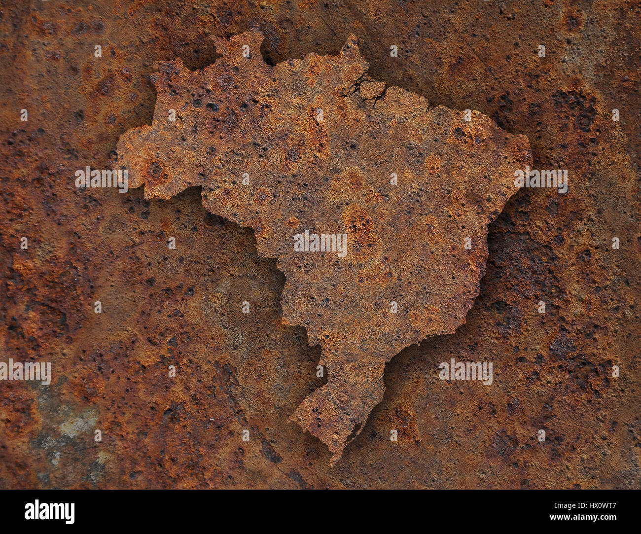 Map of brazil on rusty metal hi-res stock photography and images - Alamy